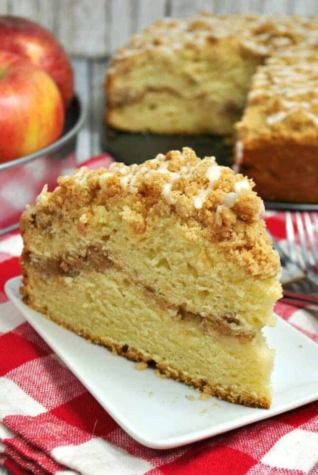 Apple Crumb Cake with Cinnamon Apple Drizzle - Princess Pinky Girl