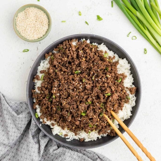 Korean Beef Bowl (Ground Beef Bulgogi) - Princess Pinky Girl