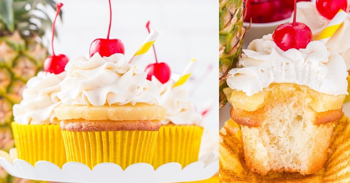 Pina Colada Cupcakes - Princess Pinky Girl