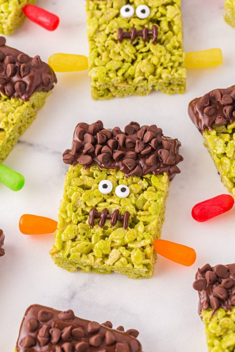 Frankenstein Rice Krispie Treats (Halloween Dessert) - Princess Pinky Girl