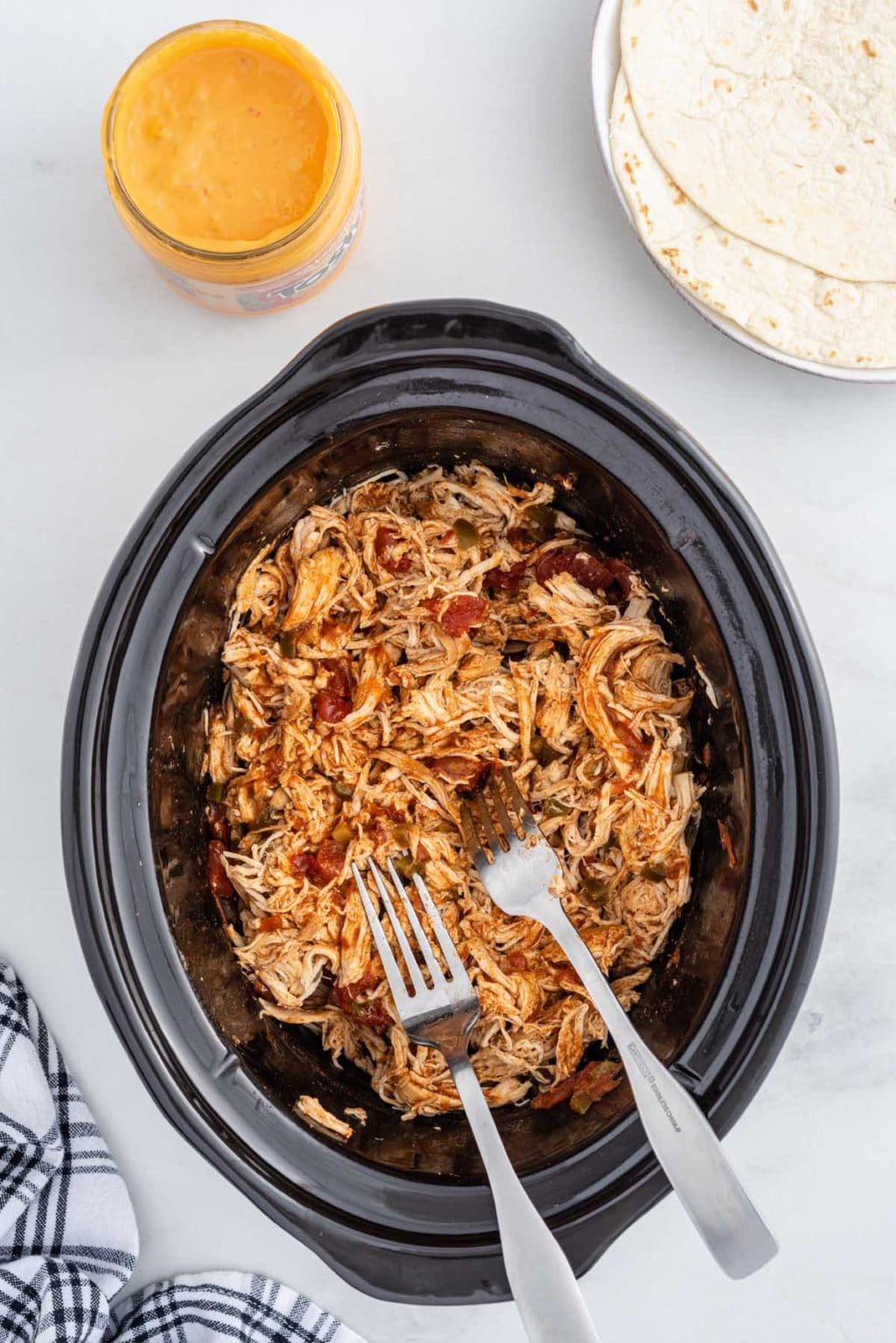 Slow Cooker Queso Chicken Tacos - Princess Pinky Girl