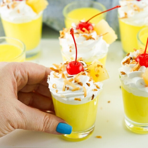Pina Colada Pudding Shots - Princess Pinky Girl