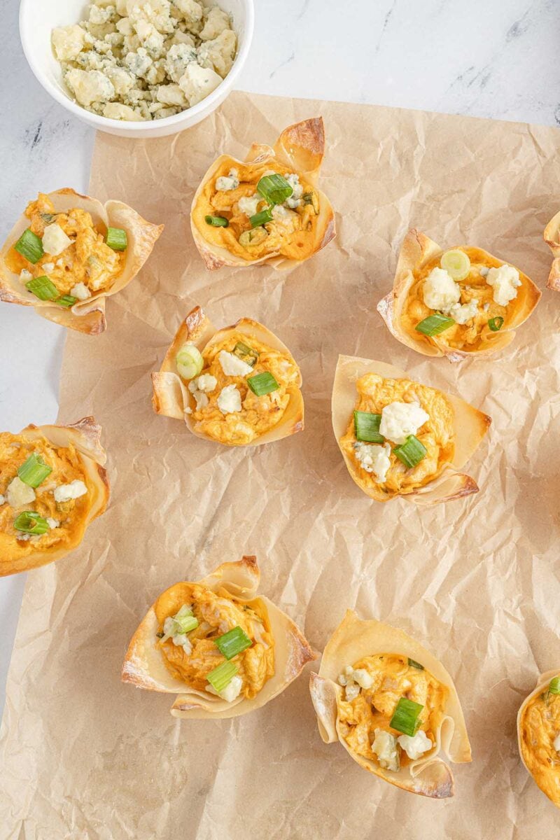 Buffalo Chicken Wonton Cups - Princess Pinky Girl