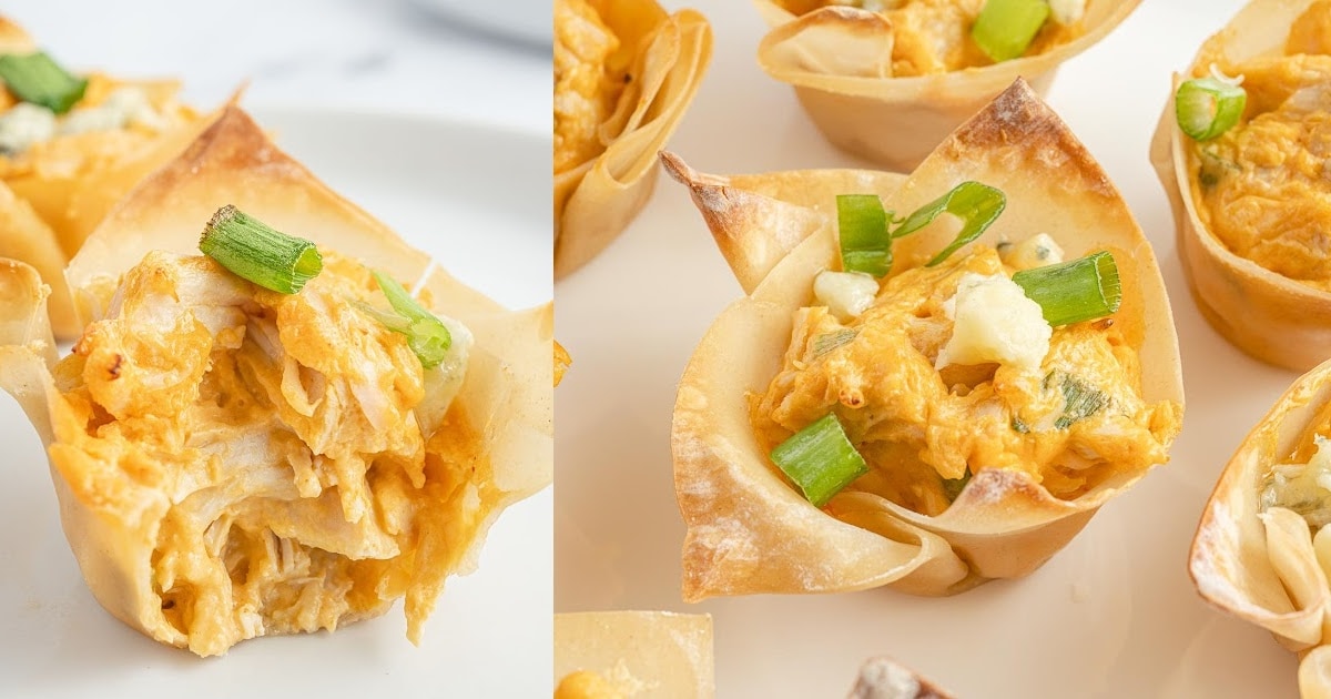 Buffalo Chicken Wonton Cups - Princess Pinky Girl