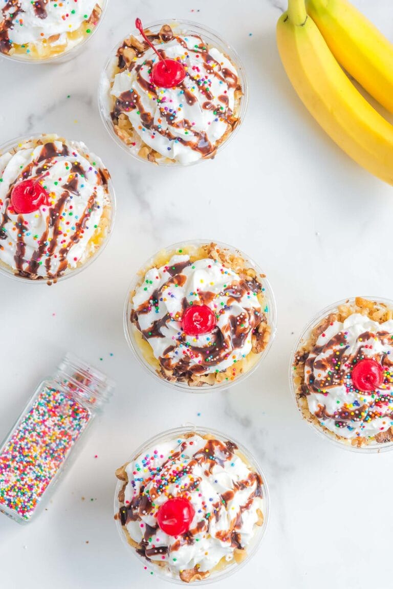 Banana Split Pudding Cups - Princess Pinky Girl