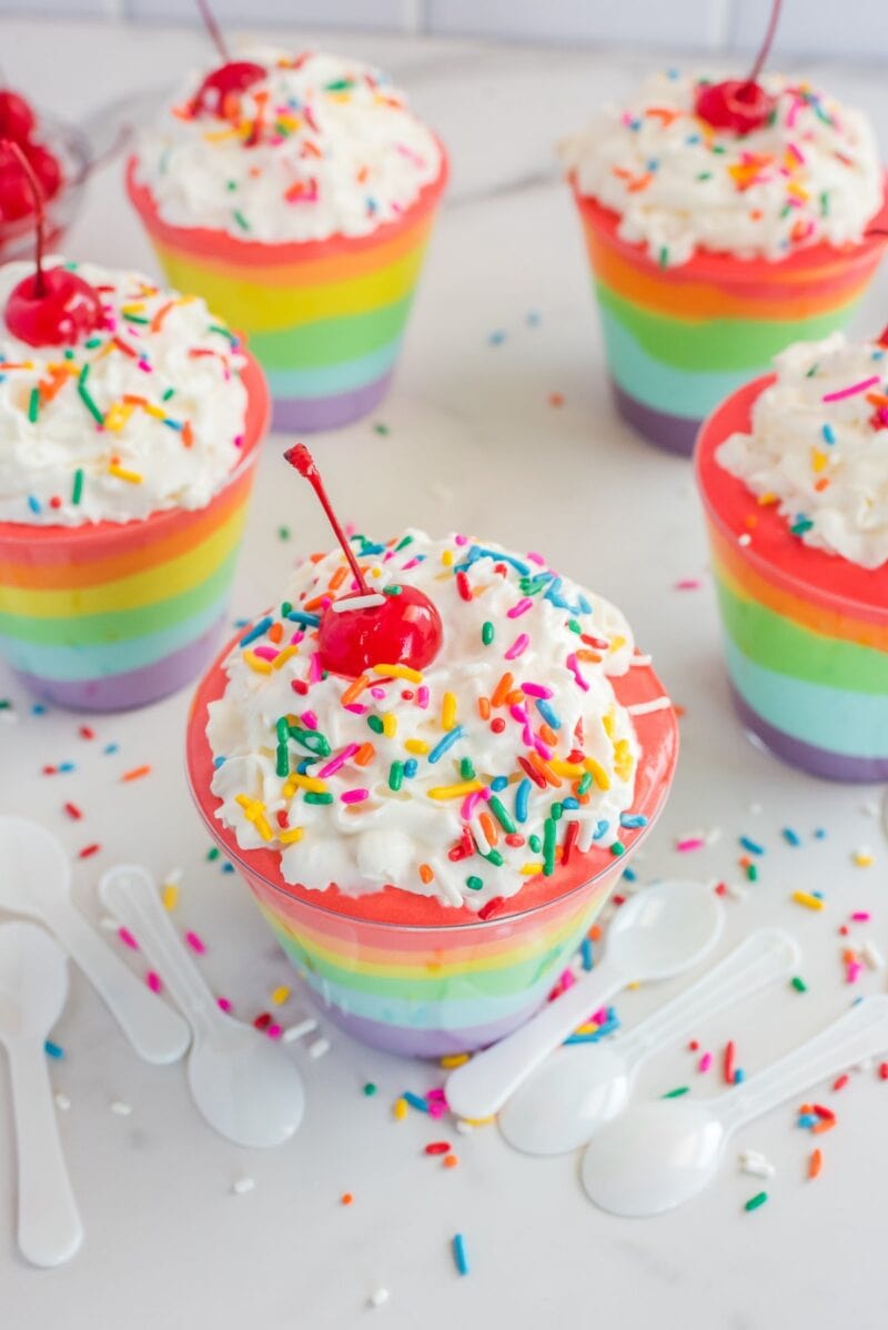 Rainbow Pudding Cups - Princess Pinky Girl
