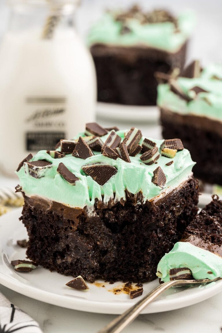 Chocolate Mint Poke Cake - Princess Pinky Girl